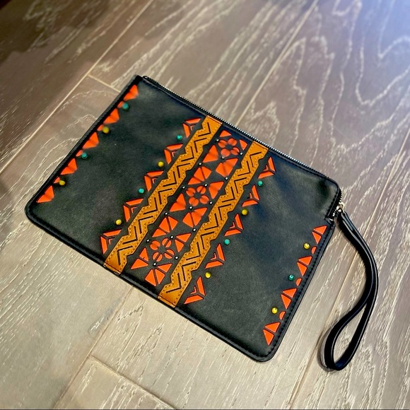 Mango | Bags | Black Multi Wristlet Clutch With Colorful Designs New ...